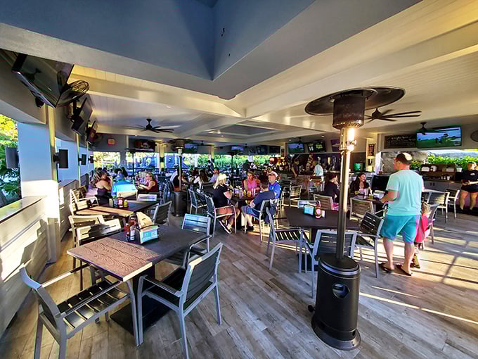 Where putters and palates unite. This breezy dining area is the perfect 19th hole for mini-golf champions.