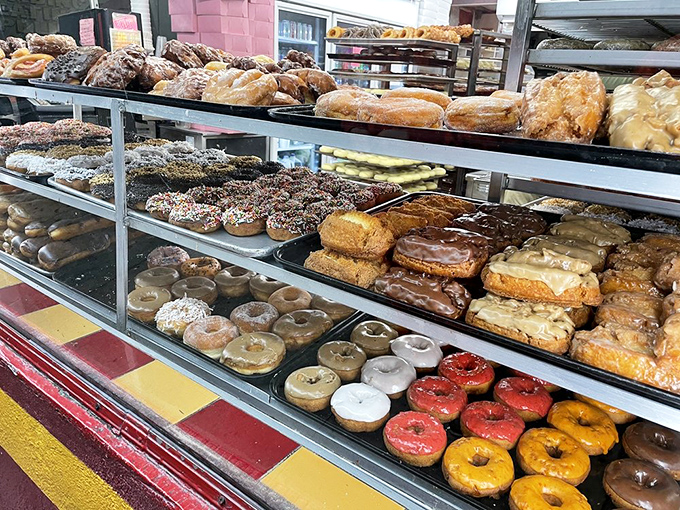 A rainbow of rings to rule them all. This donut display is what I imagine the pot of gold at the end of the rainbow looks like.