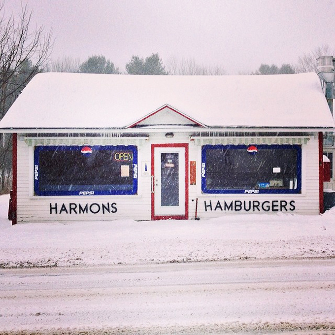 Snow problem! Even in winter's icy grip, Harmon's stands ready to warm hearts and fill bellies with burger-y goodness.