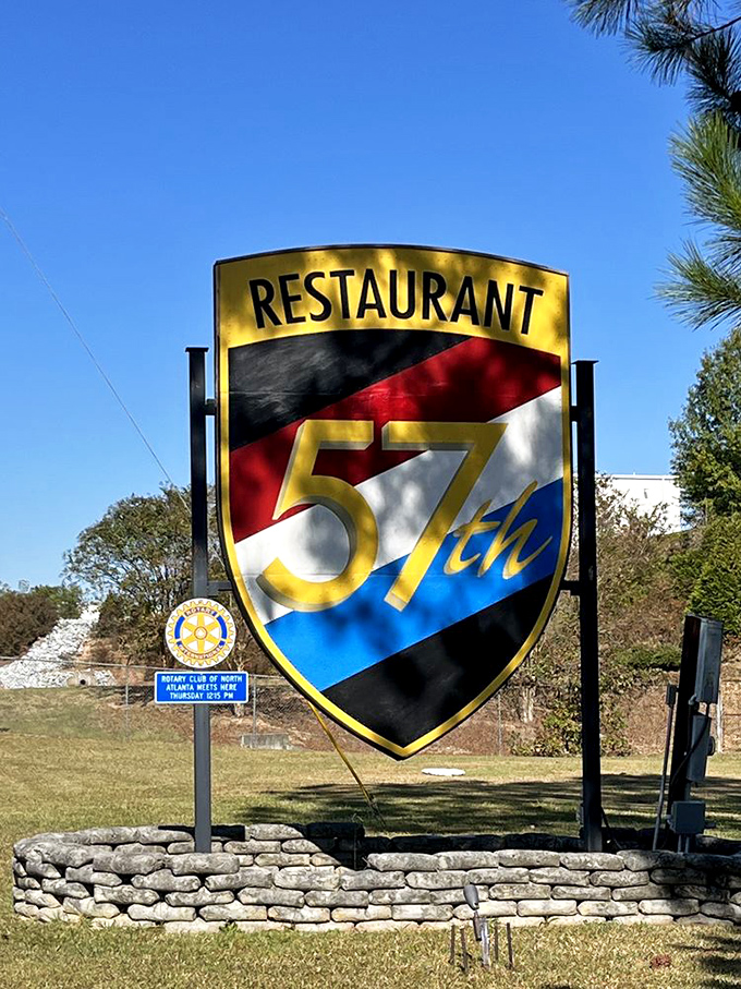 Your mission, should you choose to accept it: Prepare for a culinary adventure behind this sign. Roger that, good buddy!