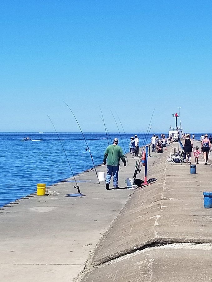 Fishing on the pier: Where patience is a virtue, and "the one that got away" stories are born.