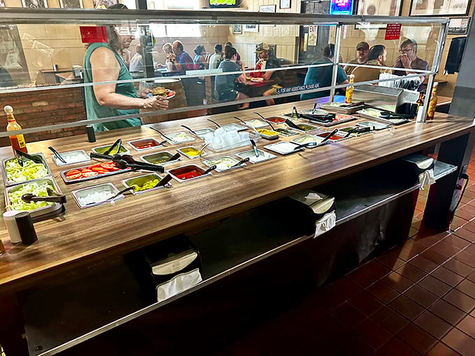 Customize your creation! This fixin's bar is like an artist's palette, but instead of paint, you're working with pickle masterpieces.