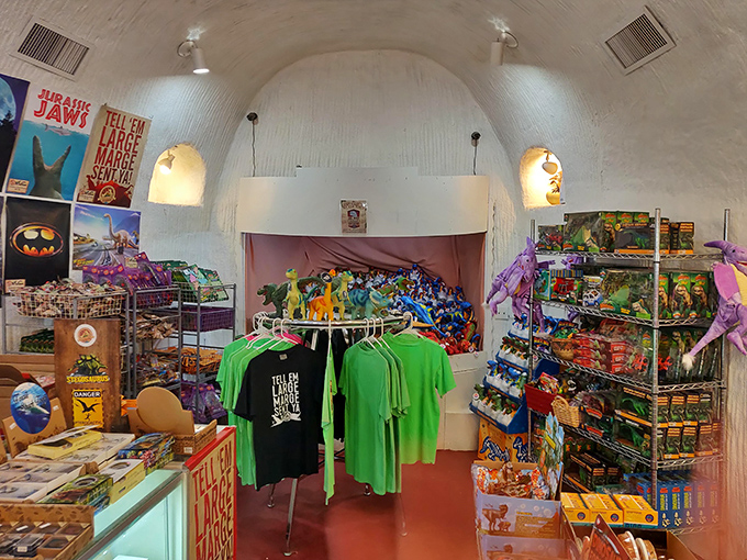 Dino-mite souvenirs galore! This gift shop is packed with enough prehistoric swag to make any paleontologist swoon.