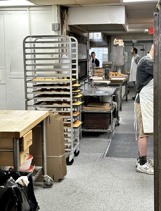 Behind the scenes in the bakery kitchen, where the magic happens before dawn while most customers are still dreaming.