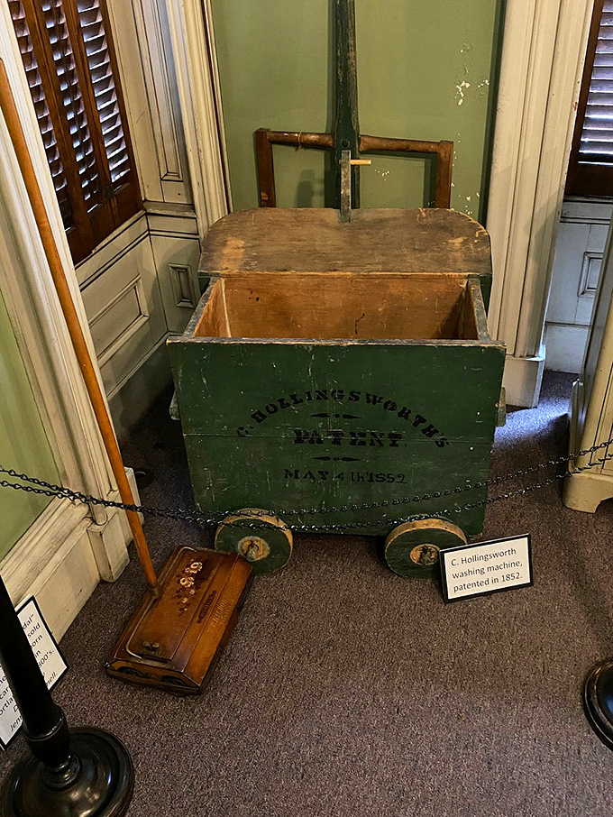 Behold, the great-great-grandfather of your washing machine! It's like a steampunk WALL-E, but for laundry.