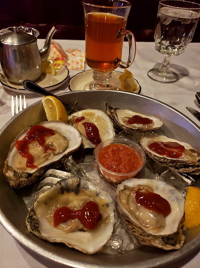 The sea's finest on ice! These oysters are dressed up and ready to party on your palate.