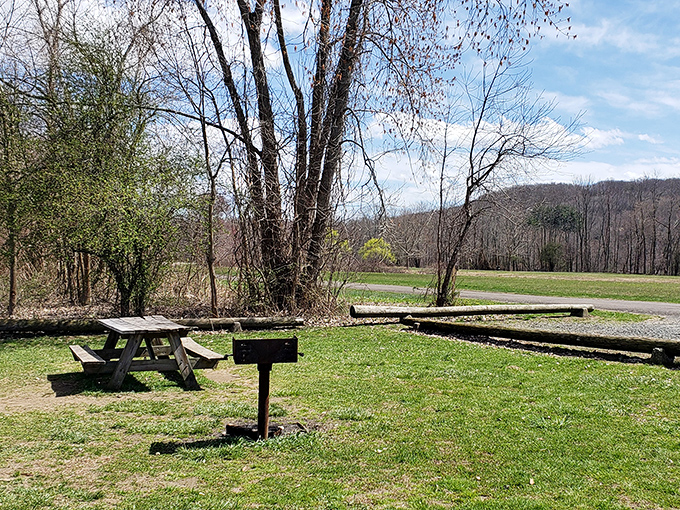 Picnic tables with a view? Check. Now all you need is a spread worthy of this al fresco dining room.
