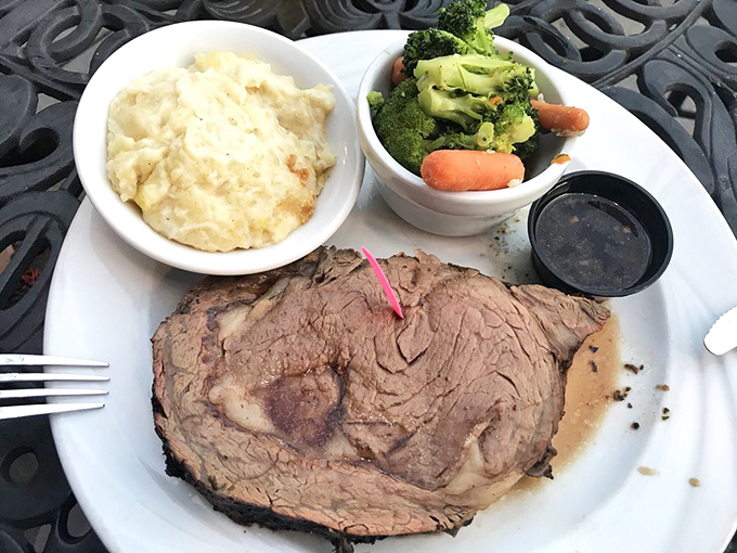 Prime rib so tender, it practically melts on your plate. Paired with creamy mashed potatoes, it's a carnivore's pot of gold.