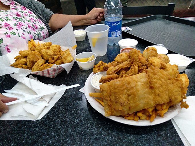 The catch of the day? Your appetite! This seafood platter is a New England dream team of crispy, golden delights from the deep.