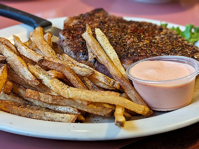 Steak and fries: the dynamic duo of diner cuisine. It's comfort food with an attitude, served with a side of pure satisfaction.
