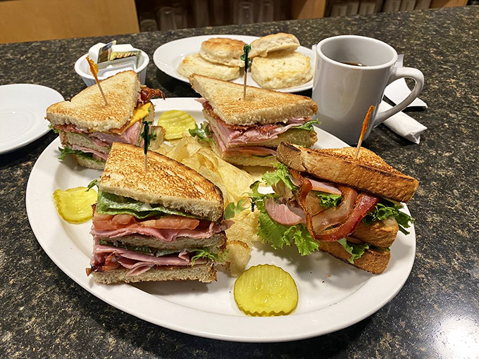 A sandwich so tall, it needs its own zip code. Layer upon layer of deliciousness that'll make your jaw drop... literally.