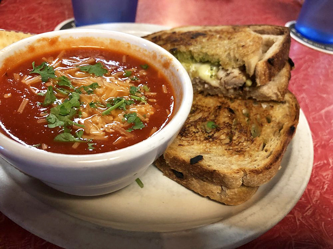 Comfort food that hugs your soul! This turkey melt and soup combo is like a warm embrace on a chilly day.