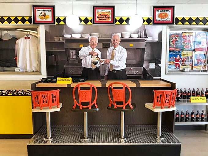 The OG waffle wizards! These dapper gents are the founding fathers of late-night comfort food.