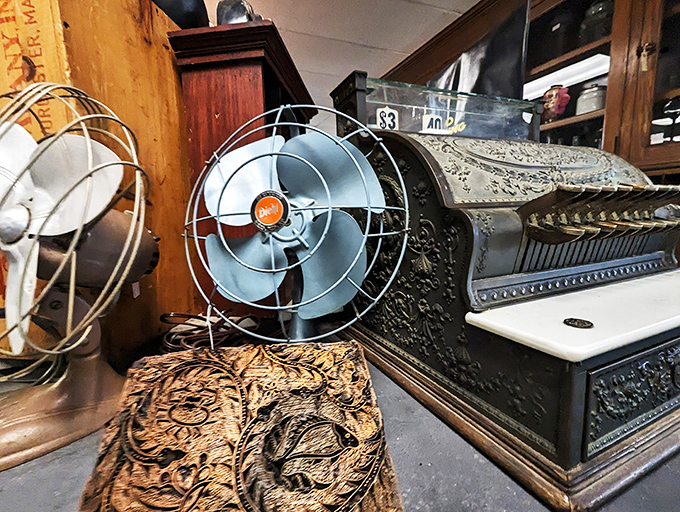 From typewriters to fans, it's a symphony of analog delights. Who needs Wi-Fi when you've got history?
