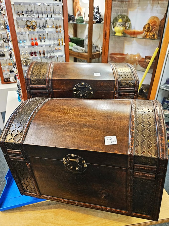Treasure chests without the X marks the spot! These wooden beauties are ready to guard your secrets or just look mysteriously chic in your foyer.