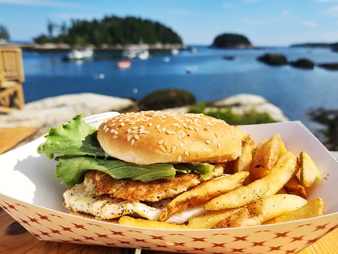 Burger with a side of ocean views. Even landlubbers can find their happy place at Five Islands.