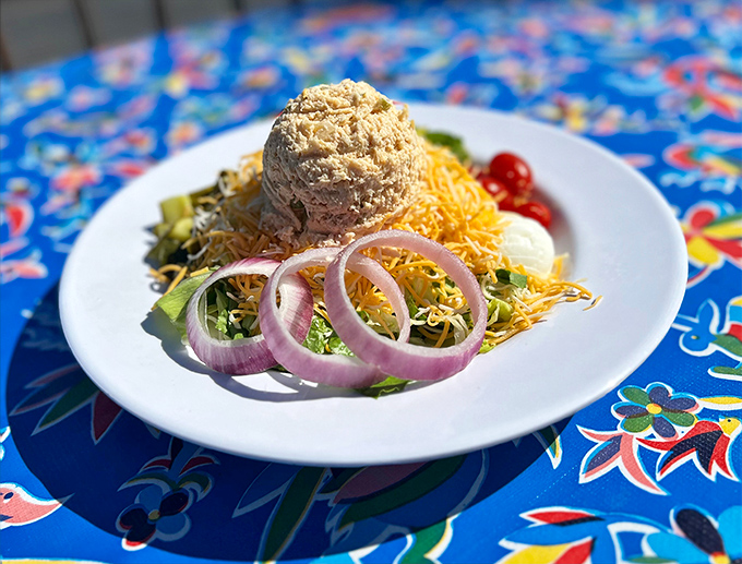 Chicken salad gets a makeover! This plate is a colorful celebration that'll make you wonder why you ever settled for boring sandwiches.