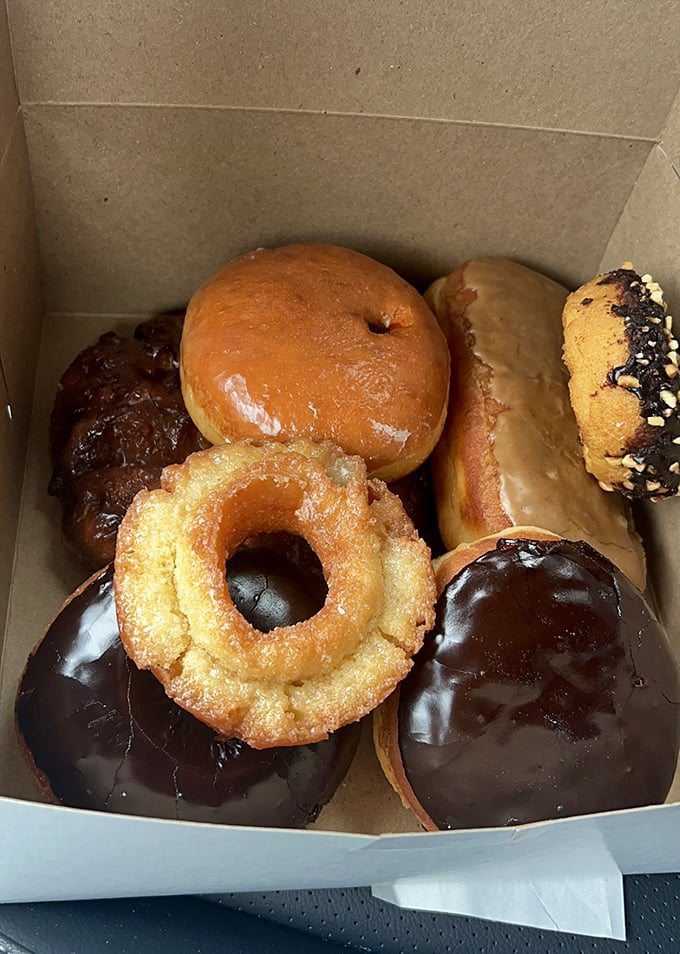A box of pure happiness! These assorted donuts are like a greatest hits album for your taste buds.