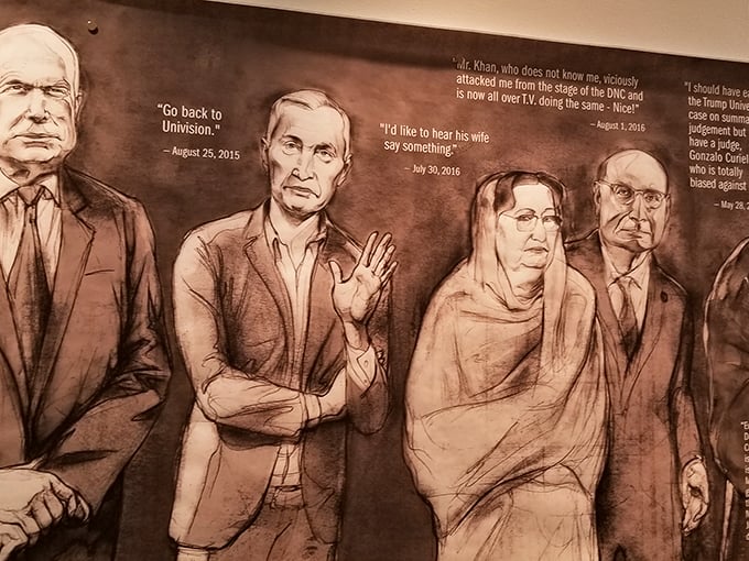 Politics meets art in this thought-provoking display. It's like a very quiet debate where everyone gets equal wall space.