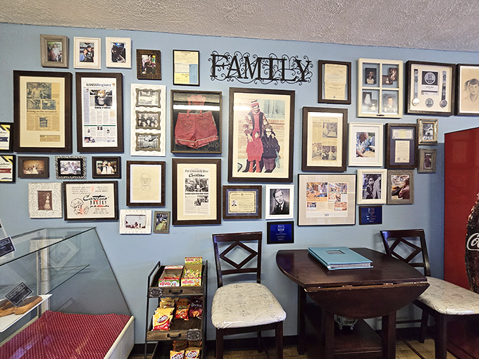 A wall of memories sweeter than any cake! This family history display proves that baking isn't just a business here, it's a delicious legacy.