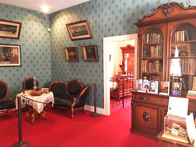 Step into the parlor, where the d&eacute;cor is as blue as the Arizona sky. This room has seen more drama than a season of "Downton Abbey" &ndash; Western style.