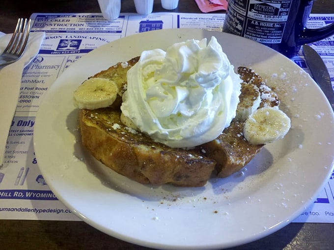 French toast fantasy! This plate is so decadent, it could make Marie Antoinette say, "Let them eat breakfast for dinner!"