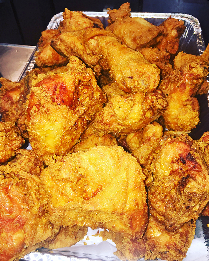 Behold, the crown jewel of Southern cuisine! This fried chicken is crispier than my dad jokes.