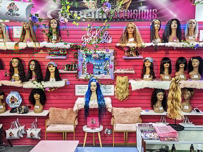 Hair-raising selection! This wig wonderland offers instant transformations, whether you're channeling Cher or just covering a bad hair day.