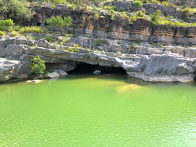Nature's secret hideout! This hidden cave looks like the perfect spot for a hobbit vacation home or a bear's man cave.