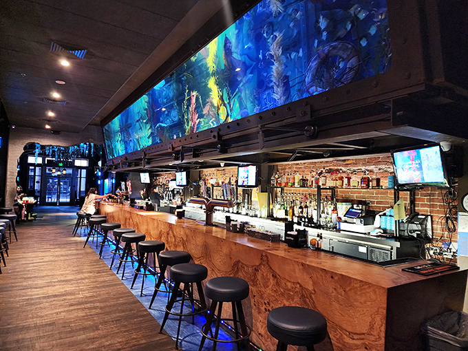 Pull up a barstool and prepare for a deep dive into deliciousness. This bar brings new meaning to "going overboard" with its decor.