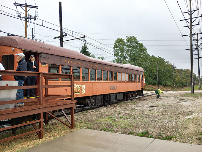 "Mind the gap!" This classic Chicago South Shore car is ready to transport you back to a time when commuting was an adventure.