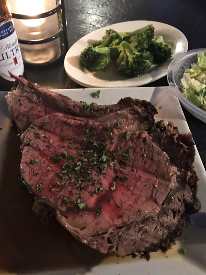 Prime rib so tender, it practically melts on your fork. Paired with broccoli so you can tell yourself you're being healthy.