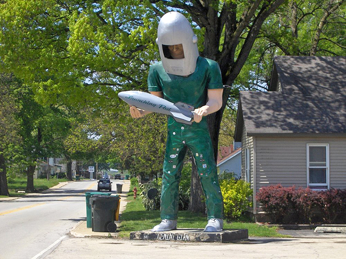 That's one small step for man, one giant leap for lunchtime! His rocket might say "Launching Pad," but we all know it's really a cosmic menu.