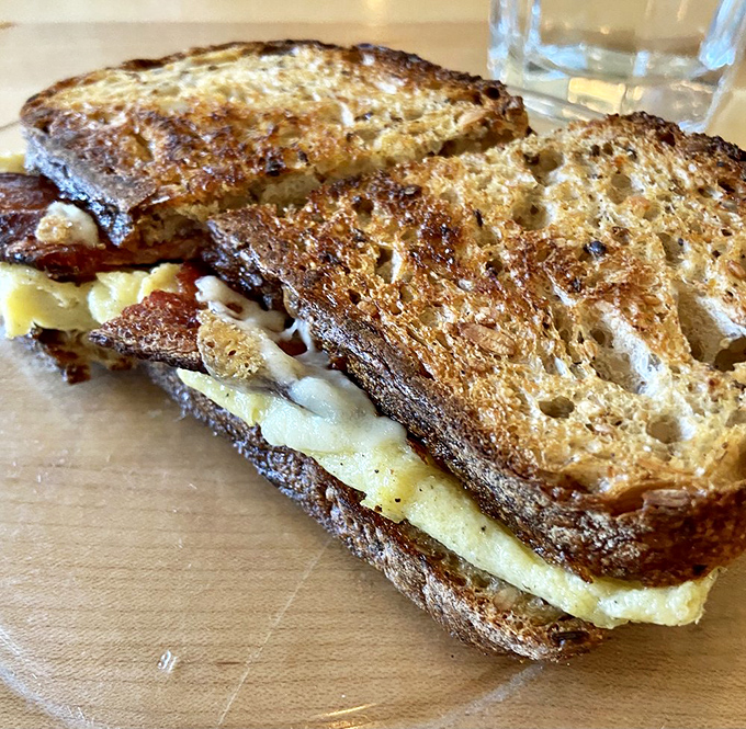 A sandwich so good, it'll make you forget about your diet resolutions! This golden-brown masterpiece is like a warm, edible hug for your mouth.