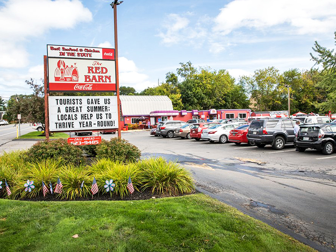 The sign says it all &ndash; tourists come for summer, locals stay for the seafood year-round.