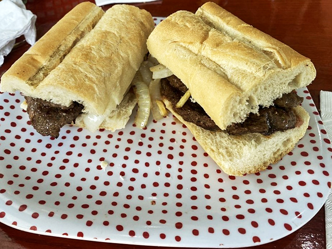 The steak sandwich that puts other sandwiches to shame. It's not just a meal; it's a meaty masterpiece between bread.