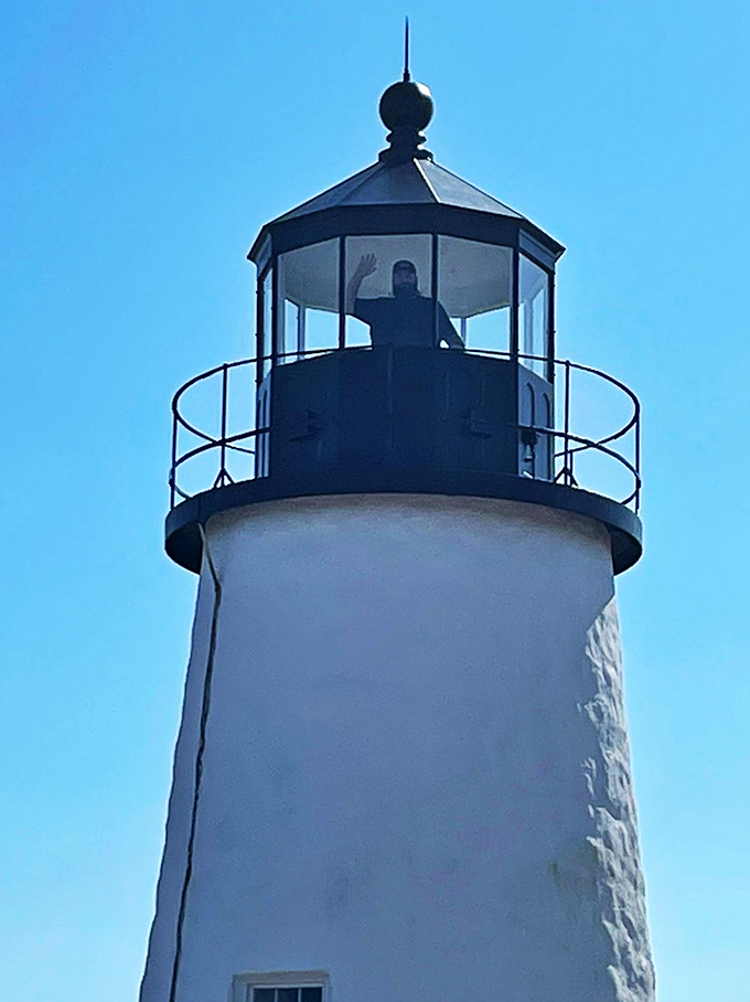 Wave to the keeper! Or is that just an enthusiastic visitor? Either way, the view from up there must be absolutely breathtaking.