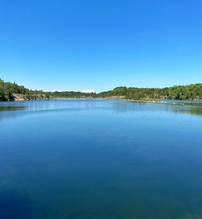 "Fifty shades of blue: Lake Erie edition." The crystal-clear waters stretch to the horizon, a palette of blues that would make Picasso jealous.