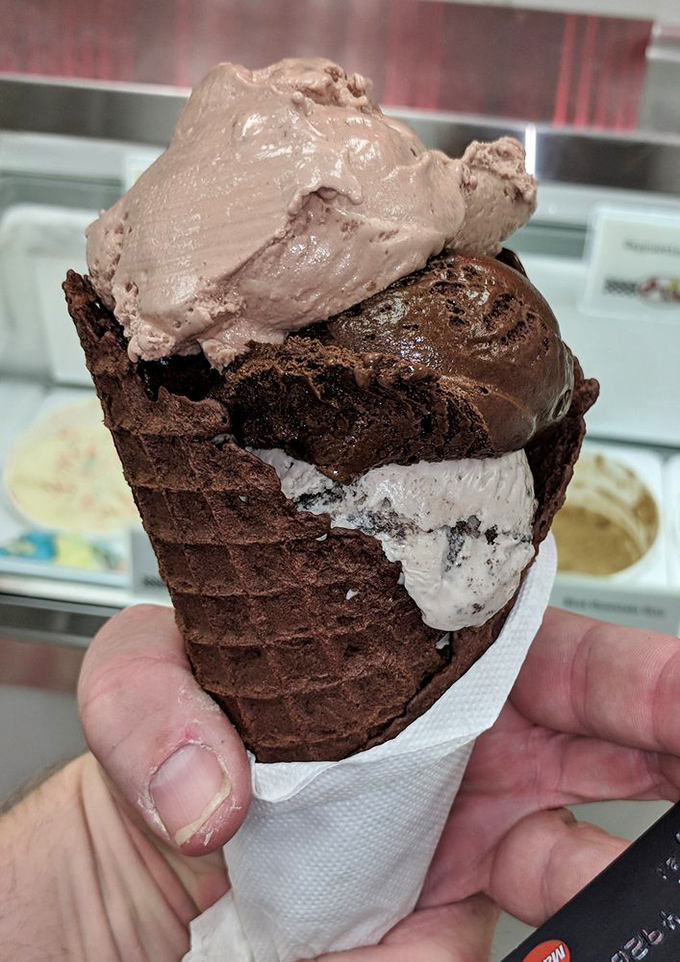 Chocolate overload? No such thing! This cone is what happens when chocolate and peanut butter have a delicious love child.