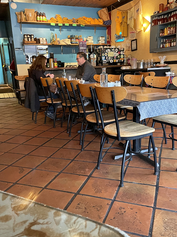 Cozy corners and happy diners: At Sky Blue Cafe, every seat feels like the best seat in the house.