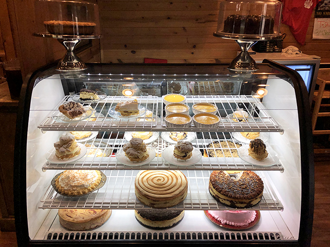 Dessert display case or edible art gallery? At The Bear's Den, sweet treats are serious business.