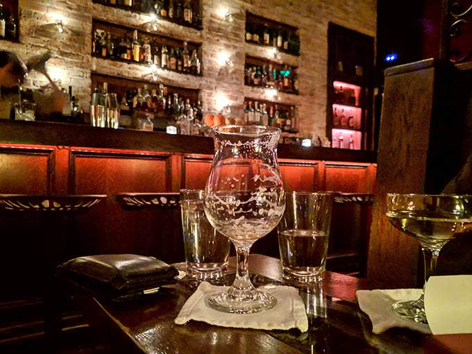 Empty glasses, full hearts! These remnants of revelry tell tales of a night well spent in clandestine cocktail bliss.