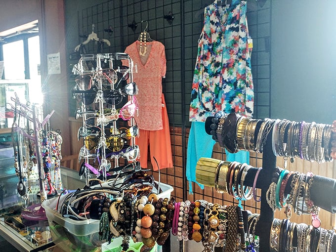 Accessorize your life! This jewelry display is a treasure chest of baubles, bangles, and bling.