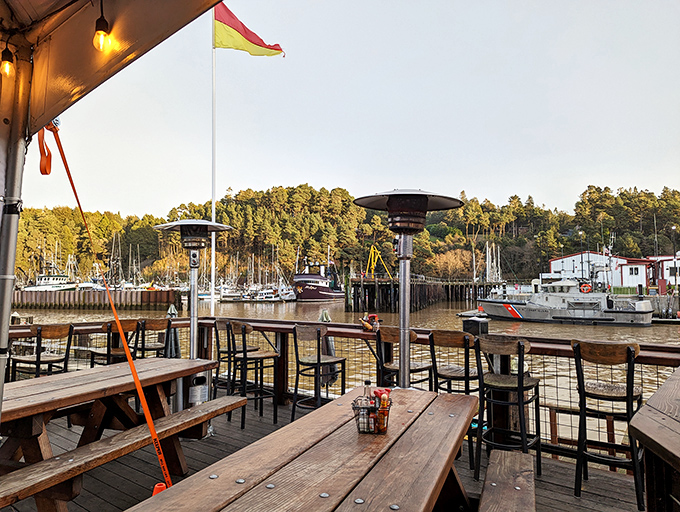 Al fresco perfection! With a view like this, even the seagulls are jealous. Just remember, they're not invited to share your meal.