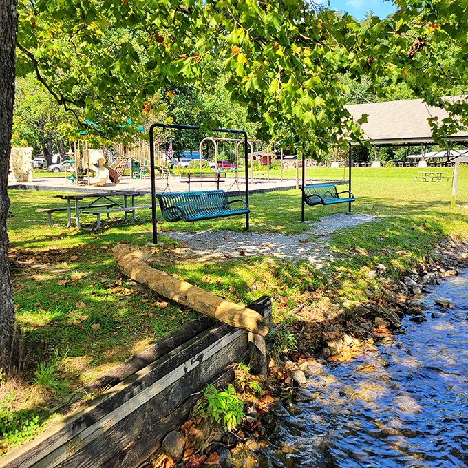 Creekside serenity awaits at this picture-perfect picnic spot. It's like Mother Nature's own al fresco dining room, complete with a babbling brook soundtrack.