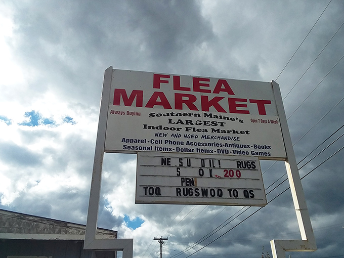 The siren call of bargain hunters everywhere. This sign doesn't just advertise; it beckons to your inner treasure seeker.