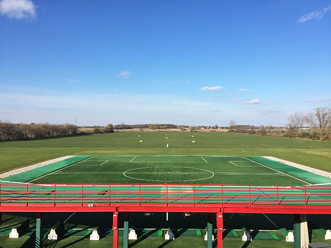 Who said amusement parks can't be sporty? This soccer field is greener than my thumb wishes it was. Perfect for burning off that funnel cake energy or settling family rivalries, amusement park style.