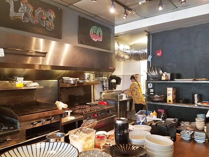 Where culinary magic happens! This bustling kitchen is like a delicious chemistry lab, concocting comfort food with a gourmet twist.