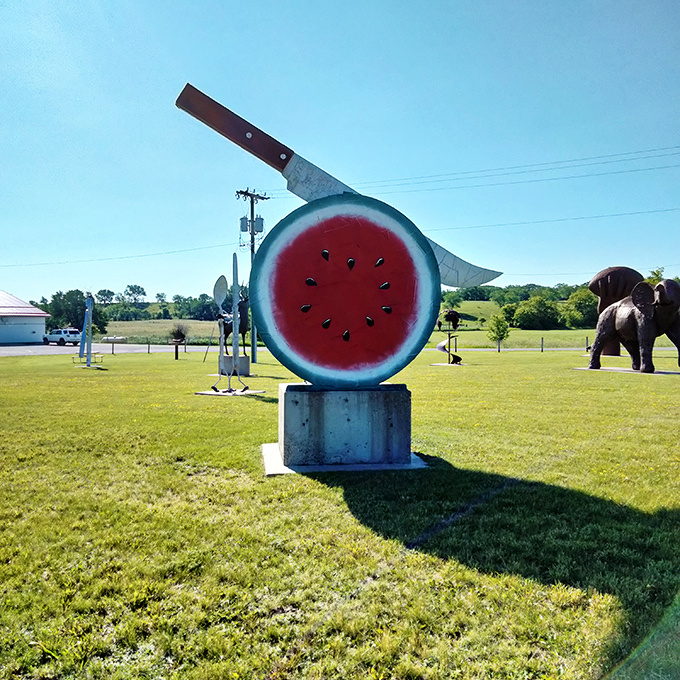 Slice of summer heaven! This juicy sculpture is the cherry on top of Nyberg's fruity fantasyland.