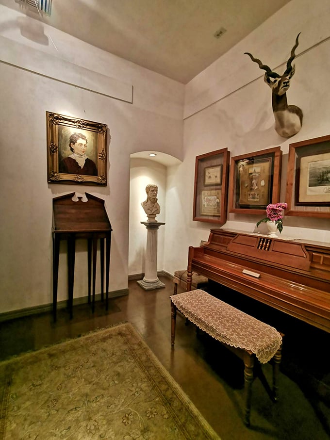 "A piano, a portrait, and&hellip; is that a kudu?" This room embodies the museum's knack for juxtaposing the familiar with the fantastical.
